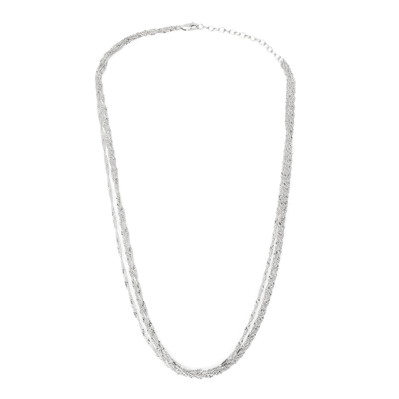Three-Row Strand Necklace in Sterling Silver